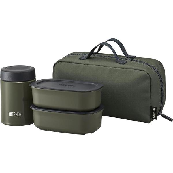 スープジャー・弁当箱のセットでいつものお弁当にプラス1品！断熱構造の専用ポーチ（手洗いOK）容器本体は電子レンジ対応スープジャーフタ、容器（仕切り含）は食洗機対応【仕様】〇カラー：カーキ〇容量：0.2L〇口径：4.9cm〇サイズ：幅20.5...