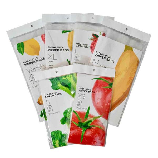 食材の保存に便利なジッパーバッグです。XS〜XLまでサイズがあり食材の大きさによって使い分けることができます。スーパーで買って来た物をそのままでも、ポリ袋やラップに包まれた状態でも保存可能です。冷凍保存も可能で常備食材の保存に便利です。エン...