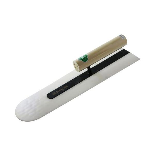 ゴールデン富士従来の木鏝の代わりに用いられる、プラスチック鏝。木鏝より、耐久性があります。裏面には、半円型の溝（パターン）があり、鏝ムラが良く取れます。土間作業に最適。モルタル塗りなどにも用いられる。材質；プラスチック長さ；４００ＭＭ