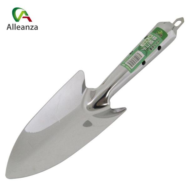 移植鏝は、植物の植替え、寄植え作業に【特徴】・目盛り付きのなので土の深さを計測できます・ステンレス製なので水洗いしても錆びにくい！お手入れ簡単！・補強付きなので首部が折れにくい・細幅タイプで植替えに最適【仕様】・梱包サイズ：幅62x高さ29...