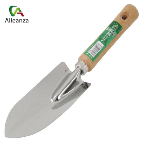 移植鏝は、植物の植替え、寄植え作業に【特徴】・目盛り付きのなので土の深さを計測できます・木柄の風合いがやわらかい・細幅タイプのため、植替えに最適【仕様】・梱包サイズ：幅55x高さ285x奥行50mm・重量：118g