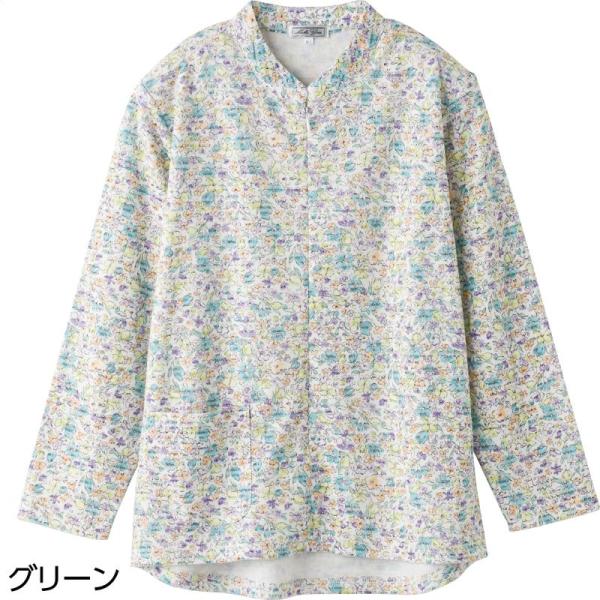 やわらかく上品な色合いの小花柄が素敵！なめらかで上質な素材感です。【機能表記】 名前記入欄付 /ロングファスナー /前ポケット付 /後ろ身頃長め /身幅ゆったり /のびのび /長袖 /ロングファスナー40cm /【素材・生地】 ポリエステル...