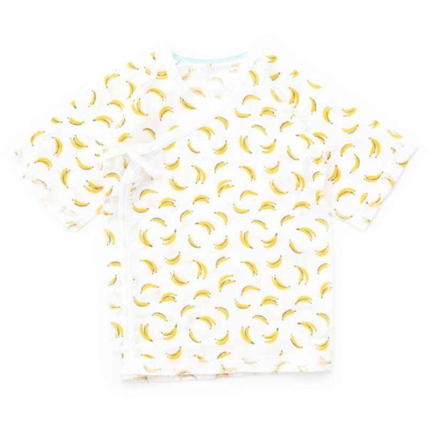 生まれてすぐの赤ちゃんの肌を優しく包み込むフルーツ柄のガーゼ短肌着です。洗い替えに何枚でもストックしておきたい、さらりとした肌ざわりのガーゼ素材を使用しています。汗をしっかりと吸い取る綿100％です。【仕様】商品サイズ：50〜60（cm）材...