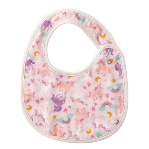 綿100％の優しい生地のスタイです。横でパチンととめられるスナップボタン式を採用しています。安心の日本製なのでプレゼントにもおすすめです。【仕様】商品サイズ：約横21×縦25（cm）材質：綿100％カラー：ユニコーン生産国：日本製セット内容：1枚