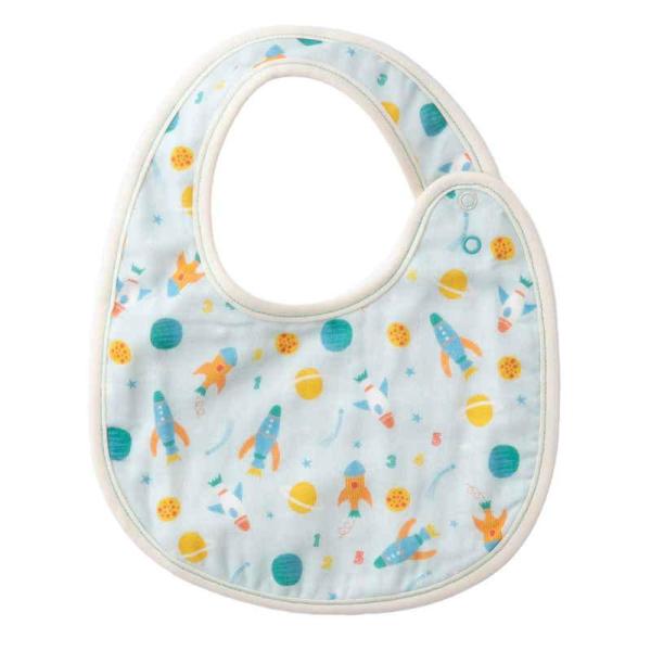 綿100％の優しい生地のスタイです。横でパチンととめられるスナップボタン式を採用しています。安心の日本製なのでプレゼントにもおすすめです。【仕様】商品サイズ：約横21×縦25（cm）材質：綿100％カラー：スペースワールド生産国：日本製セッ...