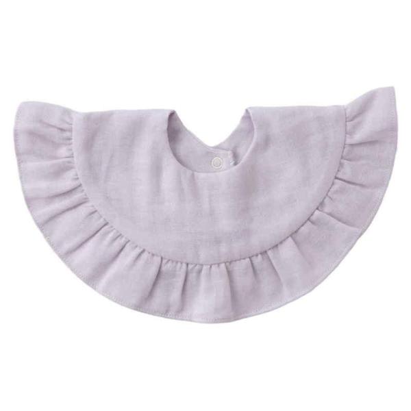 360°使えるまあるいフリルスタイです。丸い形なので汚れてもくるっと回して使えます。女の子らしいかわいいフリルデザインです。着脱しやすいスナップボタン式です。【仕様】商品サイズ：約横30×縦30（cm）材質：綿100％カラー：ラベンダー生産...