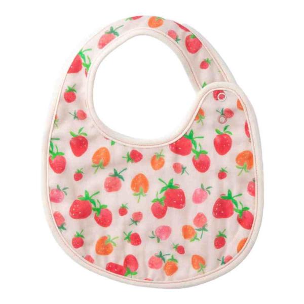 赤ちゃんにやさしい綿100％＆日本製のよだれかけです。イチゴとバナナの柄が可愛いくだものシリーズです。吸湿性も良いので、汗やよだれも良く吸い取ってくれます。取り外しが簡単なスナップボタンです。【仕様】商品サイズ：約横25×縦21（cm）材質...