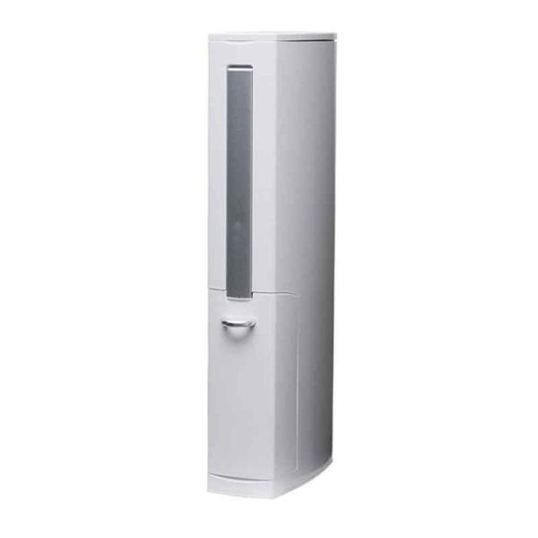 【特長】ブラシとトイレポット（ゴミ箱）が約幅8cmで収まるスリムでスタイリッシュなトイレタワーです。ポット内のケースを取り外せるので袋交換が簡単です。清掃時ブラシをケースごと取り出せるので水だれしても安心です。取り出したブラシケースは床に立...