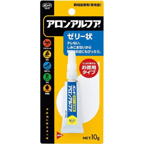 ゼリー状・タレない・用途広い・しみ込まない多少のスキ間や凹凸面、しみ込みやすい木材や陶器にも使える 金属・プラ模型の製作・電化製品・機械類の組立と補修【材質】シアノアクリレート系