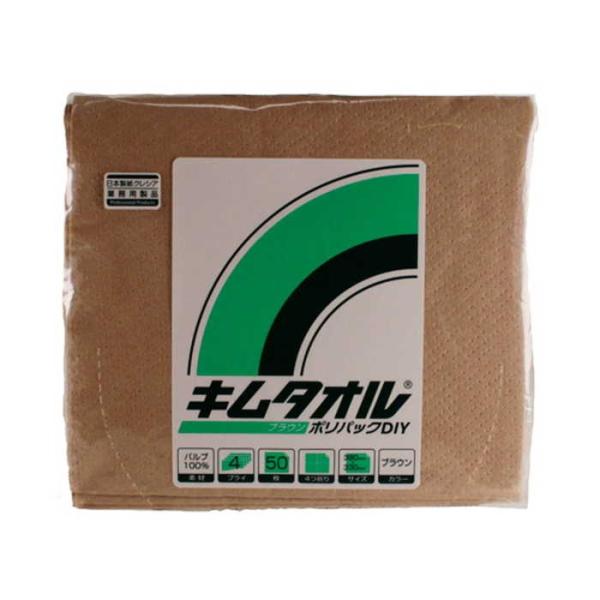 キムタオル ５０マイ６１０４０【用途】機械・部品・工具などに付着した油汚れの拭き取り、インク・塗料・薬液などの拭き取り。【機能・特徴】4枚重ね(ピンエンボス加工)の4つ折りタイプです。吸水、水拭きなどに最適です。【仕様】●色：ブラウン。●4...