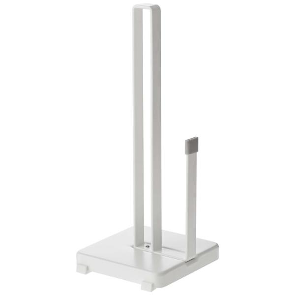 キッチンペーパーロールをスリムに立てて収納。ペーパーカットがしやすい滑り止め付き。〇サイズ：幅11×奥行11×高さ26.5cm〇重量：約380g〇材質：本体／スチール（粉体塗装）、キャップ／シリコーン〇原産国：中国製