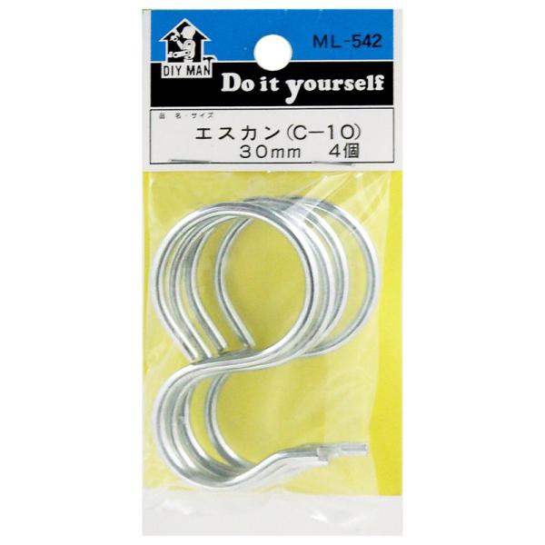 ちょっとしたものを吊り下げるのに便利な金具。台所・勉強部屋・洋服ダンス・倉庫などに。【サイズ】サイズ(mm):30【材質】鉄(ユニクロメッキ)