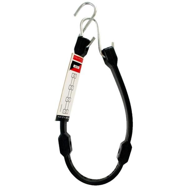 フックが大きく、対象物に引掛け易い。フックの位置を変更できるので対象物により長さを変更できる。ゴムの弾性を利用し物を留める。【サイズ】長さ(mm):457(フックを除く) 幅(mm):17 厚み(mm):6.7【材質】本体材質/合成ゴム(E...