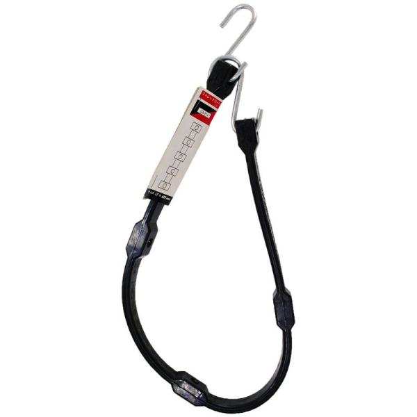 フックが大きく、対象物に引掛け易い。フックの位置を変更できるので対象物により長さを変更できる。ゴムの弾性を利用し物を留める。【サイズ】長さ(mm):609(フックを除く) 幅(mm):17 厚み(mm):6.7【材質】本体材質/合成ゴム(E...