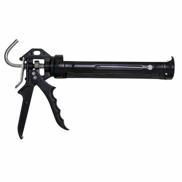 シリコンシーラントよりも固い変成シリコンでも軽い力で押し出せるので、楽にコーキングできます。本体を回転させて斜めにカットしたノズルもピッタリ押し当てられるロータリー式です。カートリッジの開封に使用できるシールパンチツールが付いています。変成...