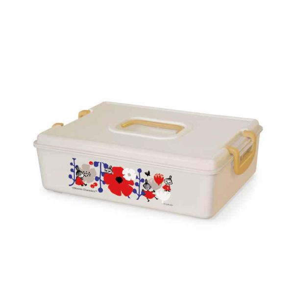 「パチッと」フタが留まるリトルミイのツールボックスです。お道具箱や裁縫箱などマルチに活躍します。取っ手付きで移動もラクラクです。複数個を積み重ねても使えます。【仕様】商品サイズ：約幅27.5×奥行19×高さ8.5（cm） 重量：約275g材...