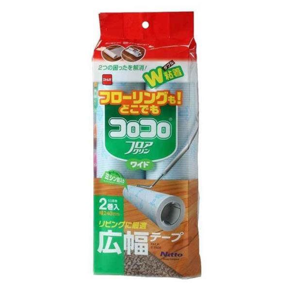 強弱のＷ粘着テープで、フローリングやカーペット、たたみ、ビニール床にも使えます。通常品の1.5倍ワイドの広幅テープで、広範囲でもラクラクです。【仕様】商品サイズ：約 幅24×奥行5.5×高さ29（cm） 重量：約414g材質：特殊すじ塗り粘...