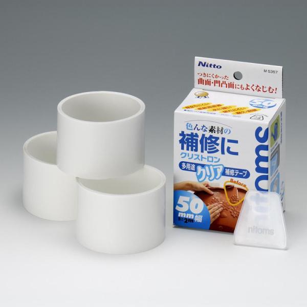 曲面・凹凸面によくなじみ、補修あとが目立たちません。透明性が高く、補修あとが目立ちにくい補修テープです。プラスチック製品にも接着し、凹凸面にも使用が可能です。耐候性、耐久性、耐水性に優れています。補修テープに【サイズ】幅(mm):50 長さ...