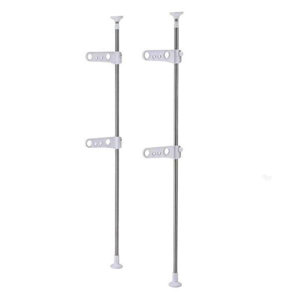 バネとジャッキの力で強力固定するベランダ用物干しです。竿受けは劣化に強いポリカーボネイトを使用しています。お好みの高さ・角度にセッティングできます。竿を立てて収納できるホルダーが付いています。たっぷり掛けても竿がぐらつかない竿受け溝がありま...