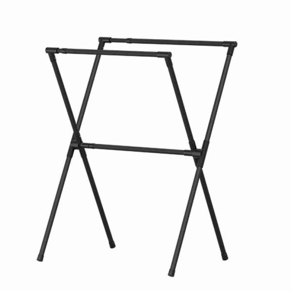 耐候性に優れた樹脂で塗装したX型物干しです。マットブラックの洗練されたデザインで、スタイリッシュさを演出します。 幅は87〜138cmまで伸縮ができます。雨風や紫外線に強い特殊樹脂の粉体塗装のため、屋外でもお使いいただけます。無理に背伸びす...