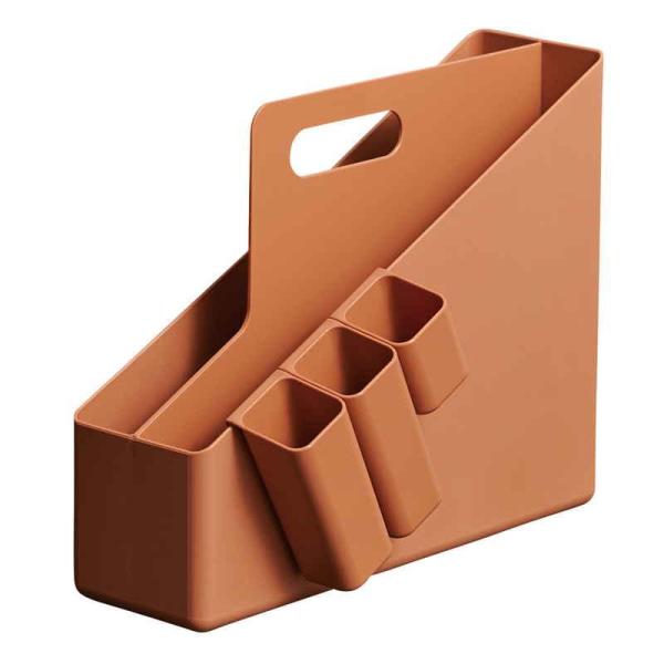 ひとまとめにして持ち運べるファイルボックスです。縦置きでも横置きでも使えます。便利なポケット収納付きです。別売りのペグキャビネットに縦置き、横置き共にスッキリと収まります。【仕様】商品サイズ：約 幅10×奥行33×高さ26.5（cm） ※幅...