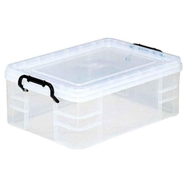 積み重ねできる丈夫なクリアボックスです。用途を選ばず、様々なシーンで活躍します。フタには専用の溝があり、安定したスタッキングが可能です。中身が一目でわかるクリアタイプです。フタを固定するロック付きです。【仕様】商品サイズ：外寸/約幅35.8...