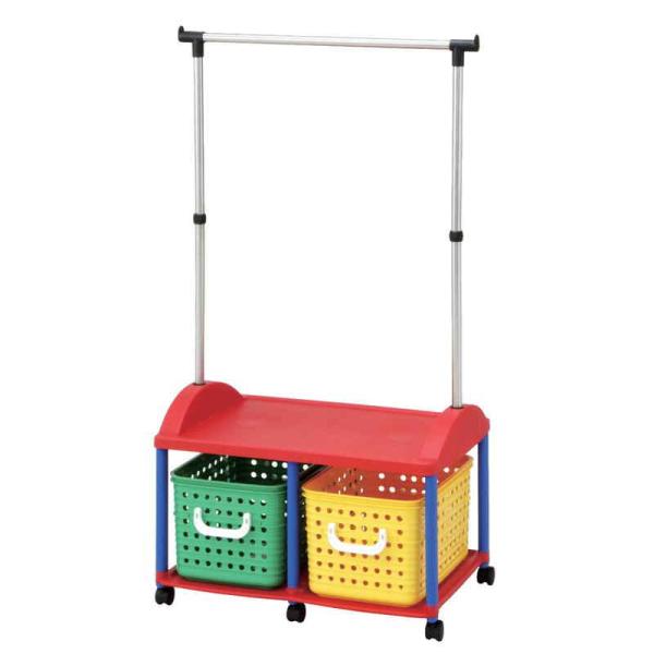 洋服と小物を1台にまとめて収納できるバスケット収納付きのパイプハンガーです。カラフルなバスケットがお子様のお片付けの習慣付けを手助けします. バスケットは取っ手付なので、引き出しやすく持ち運びもしやすいです。天板には大きなおもちゃやランドセ...