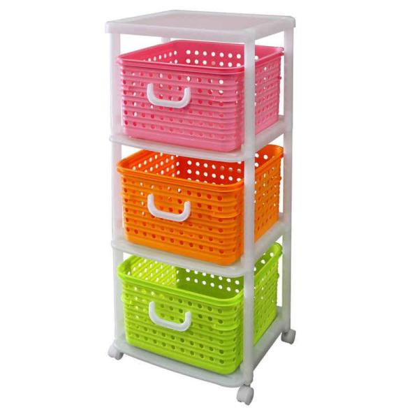 3色のカラフルなバスケットが、お子さまのお片付けの習慣付けを手助けします。バスケットは抜き出して、別の部屋に持ち運んで遊べます。バスケットは取っ手付なので、引き出しやすく持ち運びやすいです。天板には、バスケットに入りきらない大きなおもちゃや...