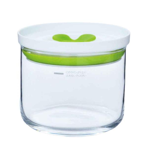 シリコンパッキン付きでしっかり閉まる保存容器380mlです。フタを閉めて中央のバルブを押し下げると、さらにしっかりと閉めることができます。ガラス製で酸に強く、色やにおいが付きにくいので、お漬物やピクルスなどの保存に向いています。同じシリーズ...