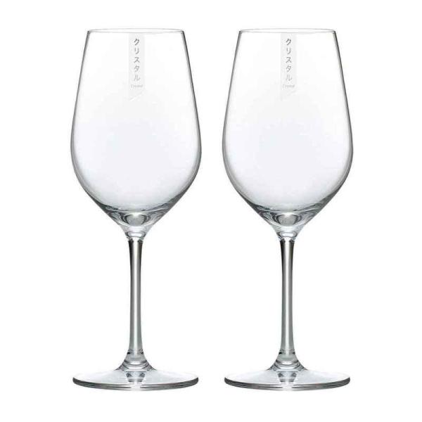 スタイリッシュな形のワイングラス2個入りです。透明度の高いクリスタルガラスを使用し、独自の強化加工をほどこしています。専用パッケージ入りなのでプレゼントにもおすすめです。【仕様】商品サイズ：約口径5.8×高さ20.9cm 最大径7.9cm材...