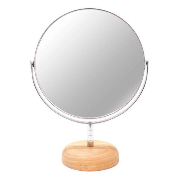 お顔の細かい部分までお手入れしたい方に便利な7倍率拡大鏡付きスタンドミラーです。こちらはショートタイプです。ミラーは360度回転させることができます。ベースは贅沢に無垢の天然木を使用し、どっしりと安定感があります。【仕様】商品サイズ：約幅1...