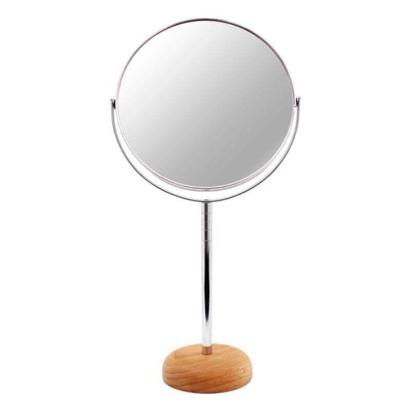 お顔の細かい部分までお手入れしたい方に便利な7倍率拡大鏡付きスタンドミラーです。こちらはロングタイプです。支柱を外すとショートタイプで使うことも可能です。ミラーは360度回転させることができます。ベースは贅沢に無垢の天然木を使用し、どっしり...