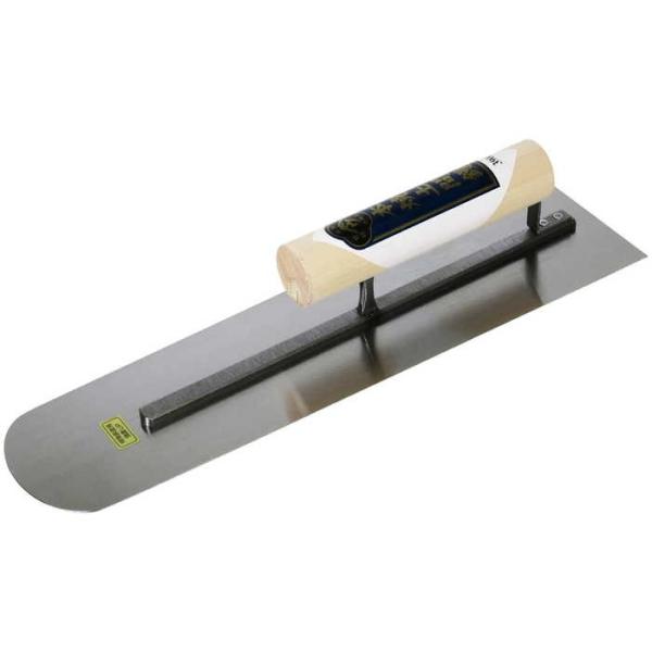 山ウ ３９０ＭＭ0.7m/m厚の本焼のカシメ式土間鏝です。モルタルがよくしまる土間鏝になっています。厚板リベット止め特殊鋲使用（強度UP）全長；390mm