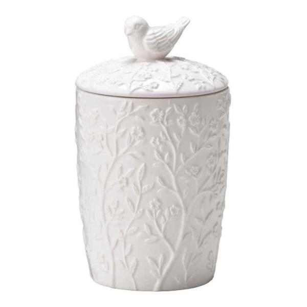 植物のレリーフと小鳥がポイントのトイレポットです。お洒落なデザインなので玄関や机の上のインテリアとしてもお使いいただけます。フタが付いているので中身を隠すことが出来ます。植物のレリーフと可愛い鳥の癒しのデザインを取り入れてみませんか。【仕様...