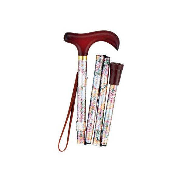 ・折りたためて収納コンパクト。花柄のステッキでオシャレに。●サイズ/長さ70〜80cm(5段階/2.5cm)、グリップ長さ：12.4cm、折りたたみ時：24cm、ゴムチップ底径：約3.0cm●パイプ径/上部：1.9cm、下部：1.6cm●重...