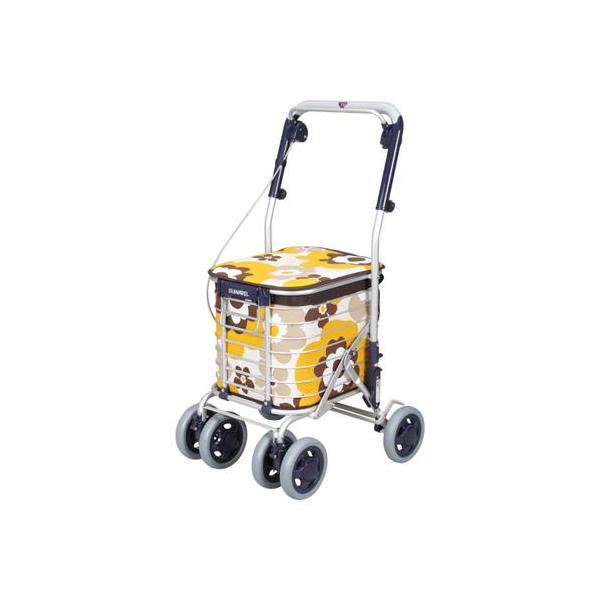 ・座れるタイプのワイヤーカート。カゴを載せてらくらくお買い物。・座面を上方向に90°回転させると、フタが自動的に固定され、両手で簡単に荷物の出し入れができます。・ハンカチ・ペットボトル等の小物入れを装備しました。・コンパクトに折りたためて自...