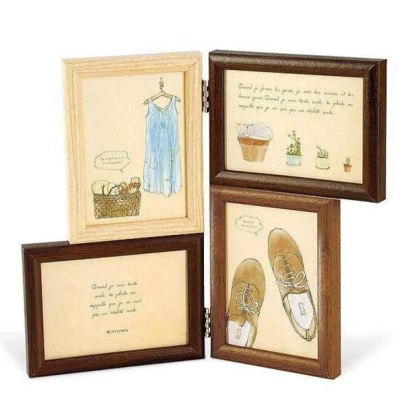 上品でナチュラルな質感が魅力的なフォトフレームです。軽量で手軽な樹脂素材でできています。飽きのこないベーシックなデザインで場所を選ばず置くことができます。8.9×12.7cm(L版)の写真を4枚入れることが出来ます。【仕様】商品サイズ：約幅...