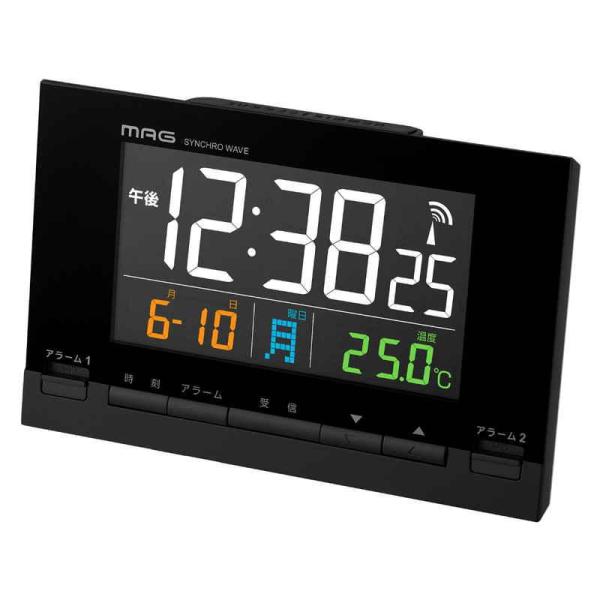 色分けが見やすいデジタル電波目覚まし時計です。色分けされているから読み取りやすく知りたい情報がパッと見て分かります。明るさ3段階切替機能が付いているのでお好みの明るさに調節できます。2つのアラーム時刻を使い分けできます。止めてもまた鳴るスヌ...