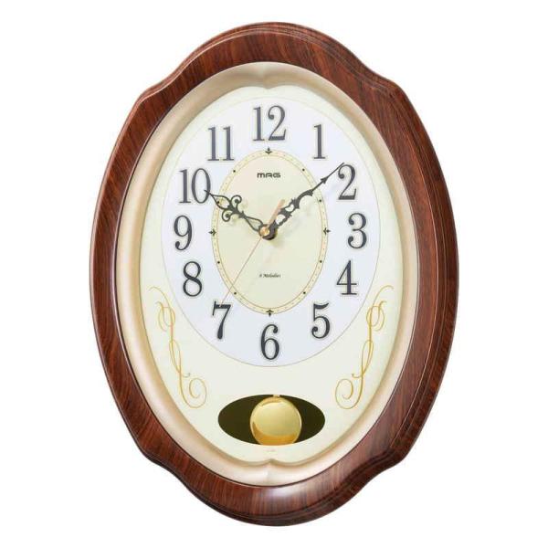 我が家をメロディで彩るエレガントな振り子時計です。電波式で正確な時を知らせます。秒単位までわかりやすいステップ秒針です。毎正時に8曲のメロディが巡回して流れます。【仕様】商品サイズ：約幅27.6×奥行7.2×高さ37（cm） 重量：約980...