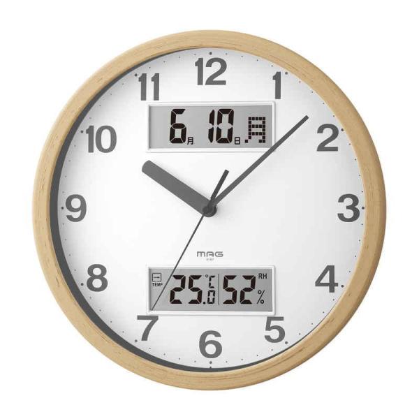 時刻、日付、温度、湿度が一目で分かります。木目調の塗装がナチュラルな印象を与えます。カチカチ音がしないので、寝室など静かな場所でのご使用にもおすすめです。単3形マンガン乾電池1本、単3形アルカリ乾電池2本で動きます。（電池は別売りです）【仕...