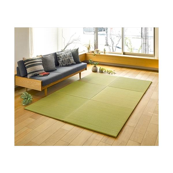 日本製機械使用の本格派【仕様】○サイズ：約65×65×1.5cm○厚み：約15mm○カラ−：イエロー○組成：表面：い草100％中材：ポリエステル（フェルト）裏面：不織布（滑りにくい加工付、裏面5カ所）○機能：抗カビ・消臭○洗濯：不可○すべり...