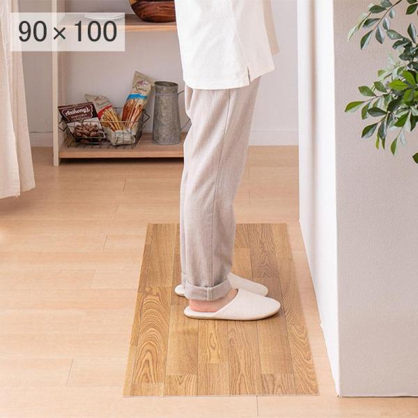 抗ウィルス・抗菌・防カビ機能付き 水拭きできるクッションフロアサッと拭けてお手入れ簡単素材。DIYにも最適な、床材でありアクセントラグでもあるクッションフロア。【仕様】〇サイズ：90×100〇厚み：1.8mm〇カラー：ナチュラル〇材質：表面...