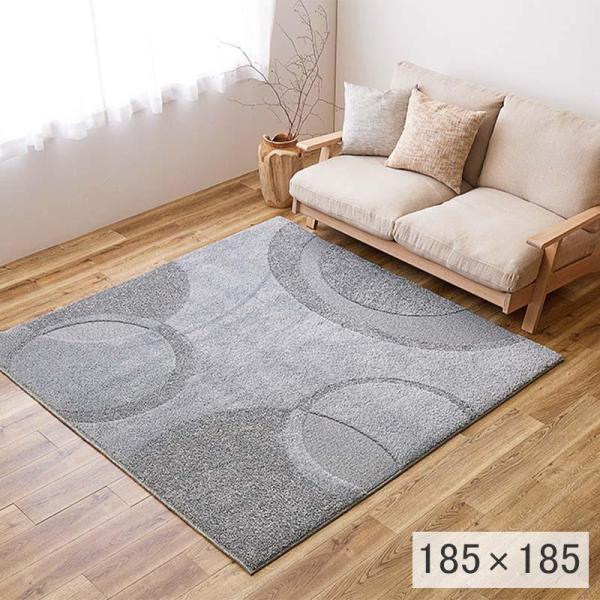 ウレタン入りでふっくら国産高機能ラグ ミラク【仕様】〇サイズ：185×185〇厚み：20mm〇カラー：グレー〇材質：表面／ポリプロピレン72％・ポリエステル28％、裏面／不織布〇洗濯：不可〇すべり止め：なし〇ホットカーペット：対応〇原産国：日本