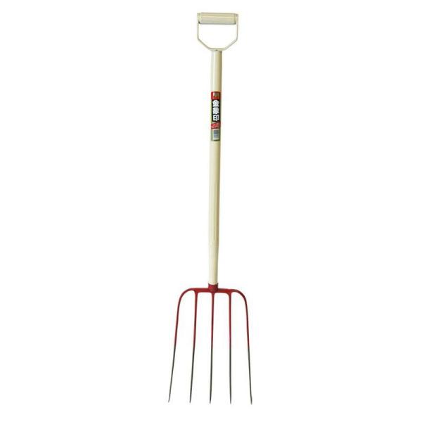 干草、わら、対比の掻き寄せやすくう作業に使用。刃部：焼き入れ、焼き戻しの熱処理加工。先爪はホークの本場北欧より直輸入の無溶接で折れにくく、曲がりにくい高級品。柄部：すべりにくく、手になじむ10本筋付形状。全長：1135mm刃数：5本先幅：2...