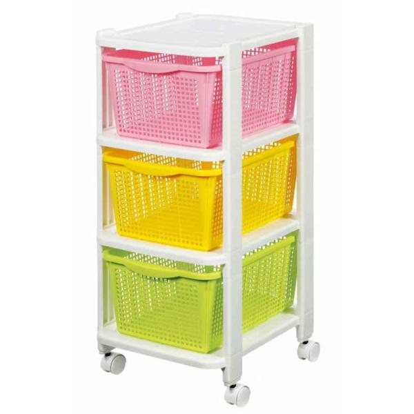 お部屋の雰囲気が明るくなるカラフルなバスケットラックです。おもちゃや小物整理など、子ども部屋におすすめです。通気性が良いため、ランドリーやキッチンでの使用に適しています。奥行約43cmで、クローゼットにも入るサイズです。バスケットは指を引っ...