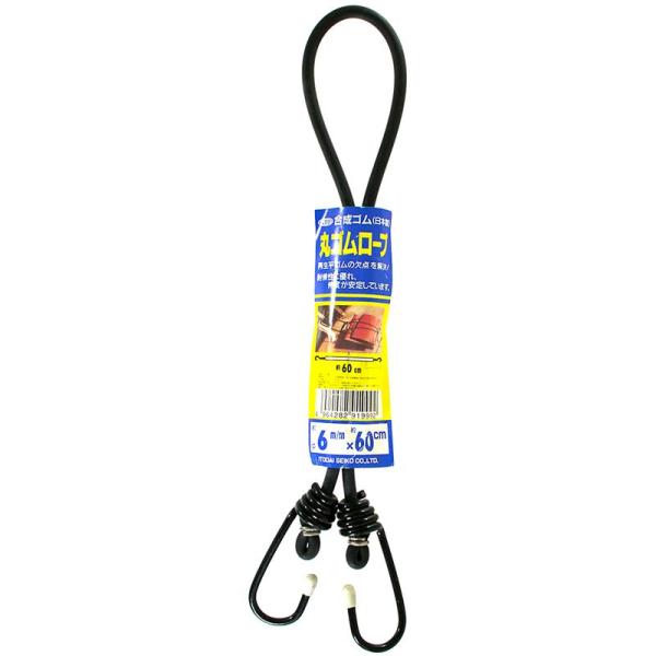 再生ゴムの欠点を解決！ 屋外での使用に優れ、ゴムの伸縮性も良く荷物を強く仮固定出来ます。荷物をまとめるのに最適です。【サイズ】直径(φmm):6 長さ(mm):600【材質】合成ゴム