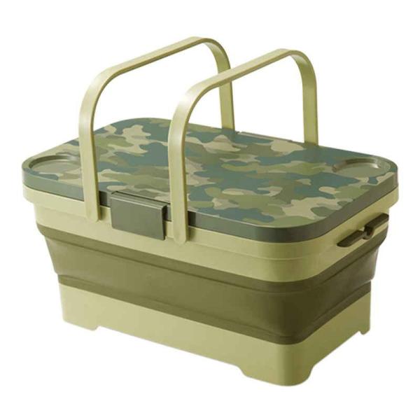 キャンプやバーベキューなどのアウトドアで大活躍 ドリンクを冷やすのに最適 野菜やフルーツ洗いに 食器洗いに 持ち運び楽々【仕様】商品サイズ：本体（フタ付き） 折りたたみ時/約幅46.3×奥行29×高さ8.6（cm） 組み立て時：約幅46.3...