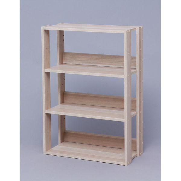 ●製品特徴：飾り棚や本棚など多目的に利用できるおしゃれな木目調のラックです。置く物に合わせて約14cm間隔で棚板の位置が調整可能です。●耐荷重（約）：全体８０ｋｇ、棚板１枚あたり２０ｋｇ、天板２０ｋｇ、底板２０ｋｇ●材質：プリント紙化粧パー...