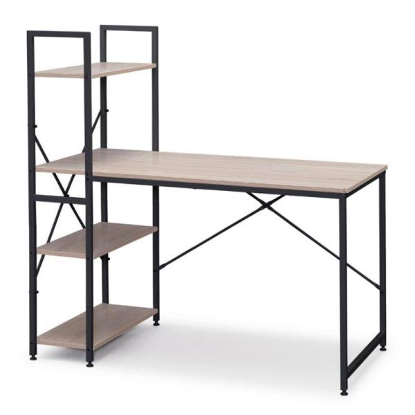 4段階のラックにファイルや小物、Wi-Fiルーターなどを収納でき、デスクを有効に活用できます。脚底にアジャスターがついているので、がたつきを防止します。天板には耐水性・耐熱性に優れたパーティクルボードを使用、汚れてもさっと拭けるのでお手入れ...