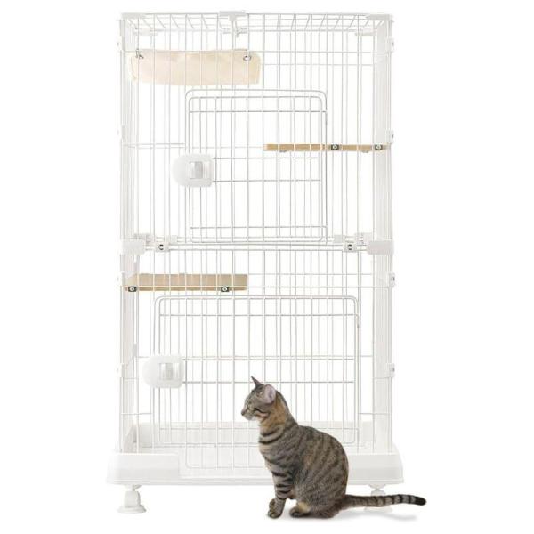 飼い始めやワンルームにもおすすめのミニキャットケージです。マット塗装の線材と木目調棚板で、お部屋に馴染むデザインです。線材は粉体塗装（有機溶剤を使用しないので、ペットにも安心）でキズ・サビに強い仕様です。ハンモック付きで猫の落ち着く空間作り...